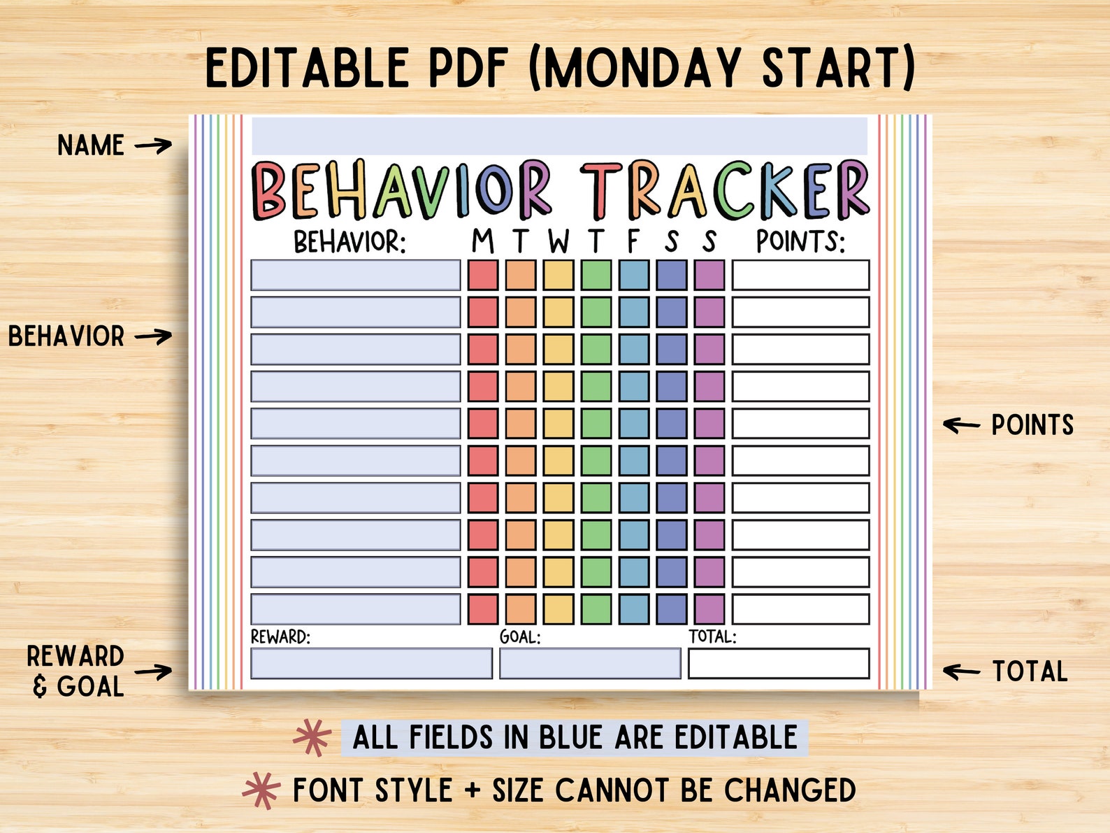 Behavior Reward Chart for Kids Behavior Tracker for Kids - Etsy Australia