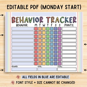 Behavior Reward Chart for Kids, Behavior Tracker for Kids, Good ...