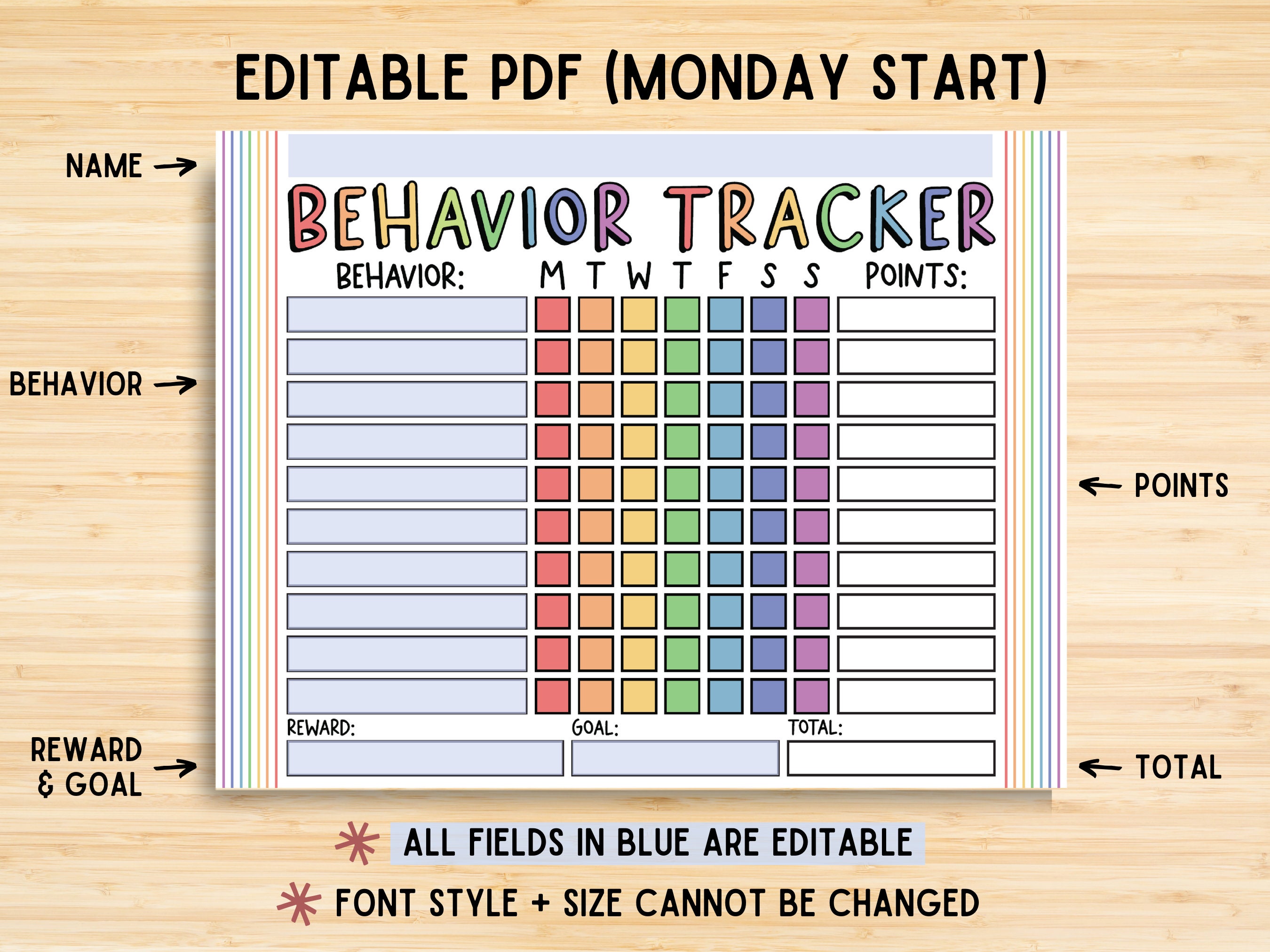 Behavior Reward Chart for Kids Behavior Tracker for Kids - Etsy Australia