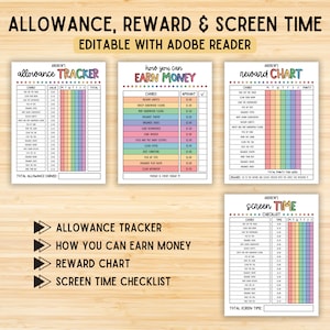 Editable Kids Chore Chart Bundle, Printable Responsibility Chart Bundle ...