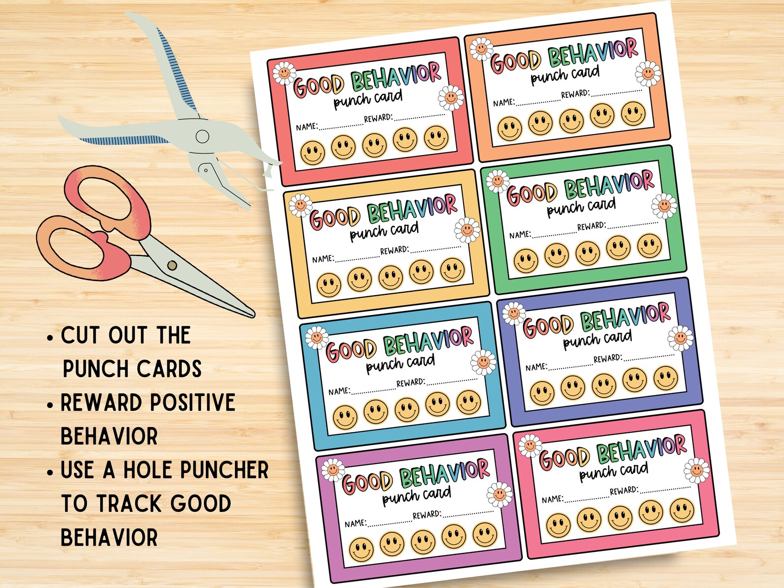 Punch Cards, Kids Loyalty Reward Card for Parents or Teachers, Chore ...