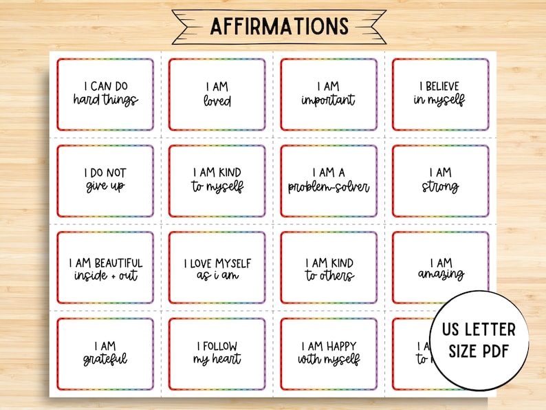 Printable Affirmation Cards for Kids Motivational Cards | Etsy