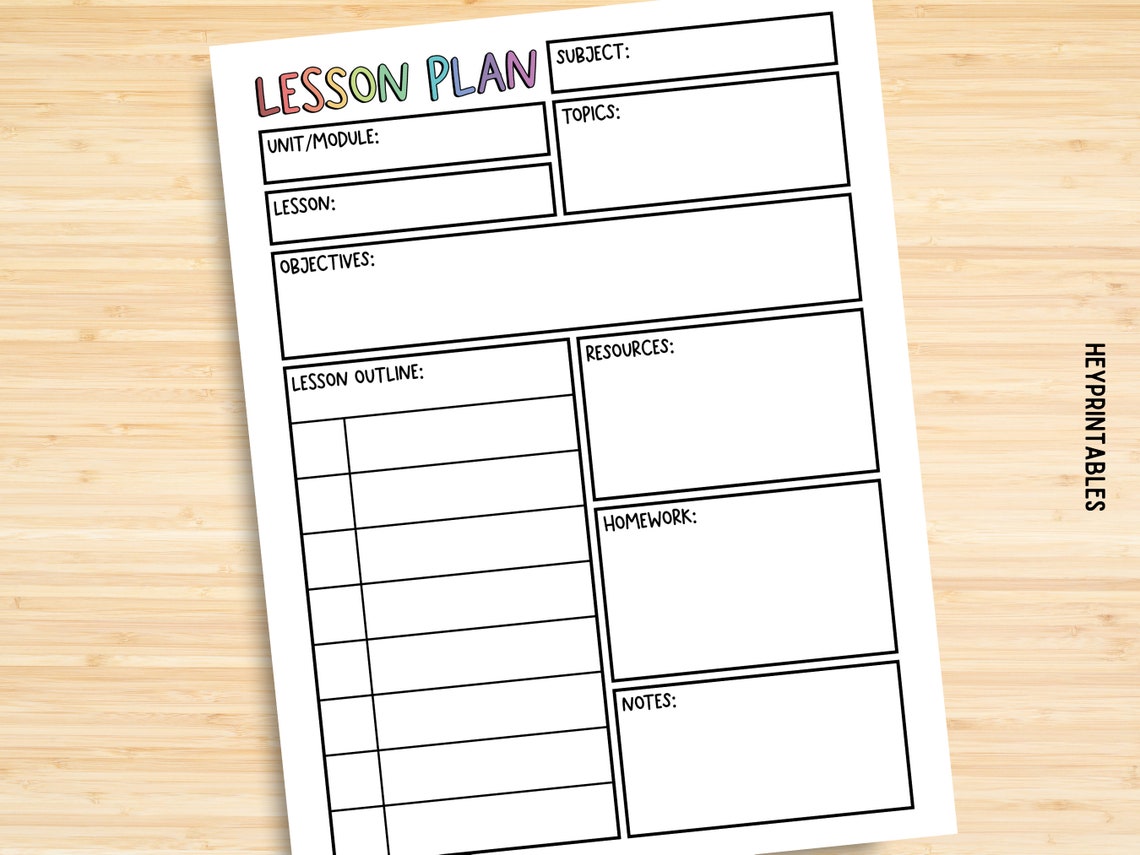 Daily Lesson Planner Printable Lesson Plan Digital Lesson - Etsy