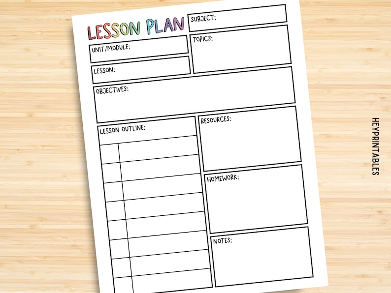 Daily Lesson Planner Printable Lesson Plan Digital Lesson - Etsy