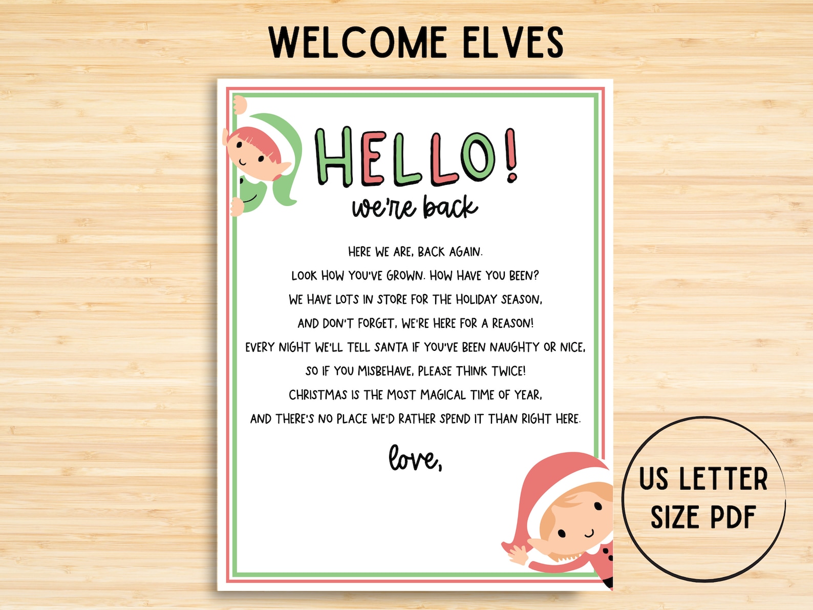 Elf We're Back, Elf Note, Welcome Arrival Letter for Two Elves, Hello ...