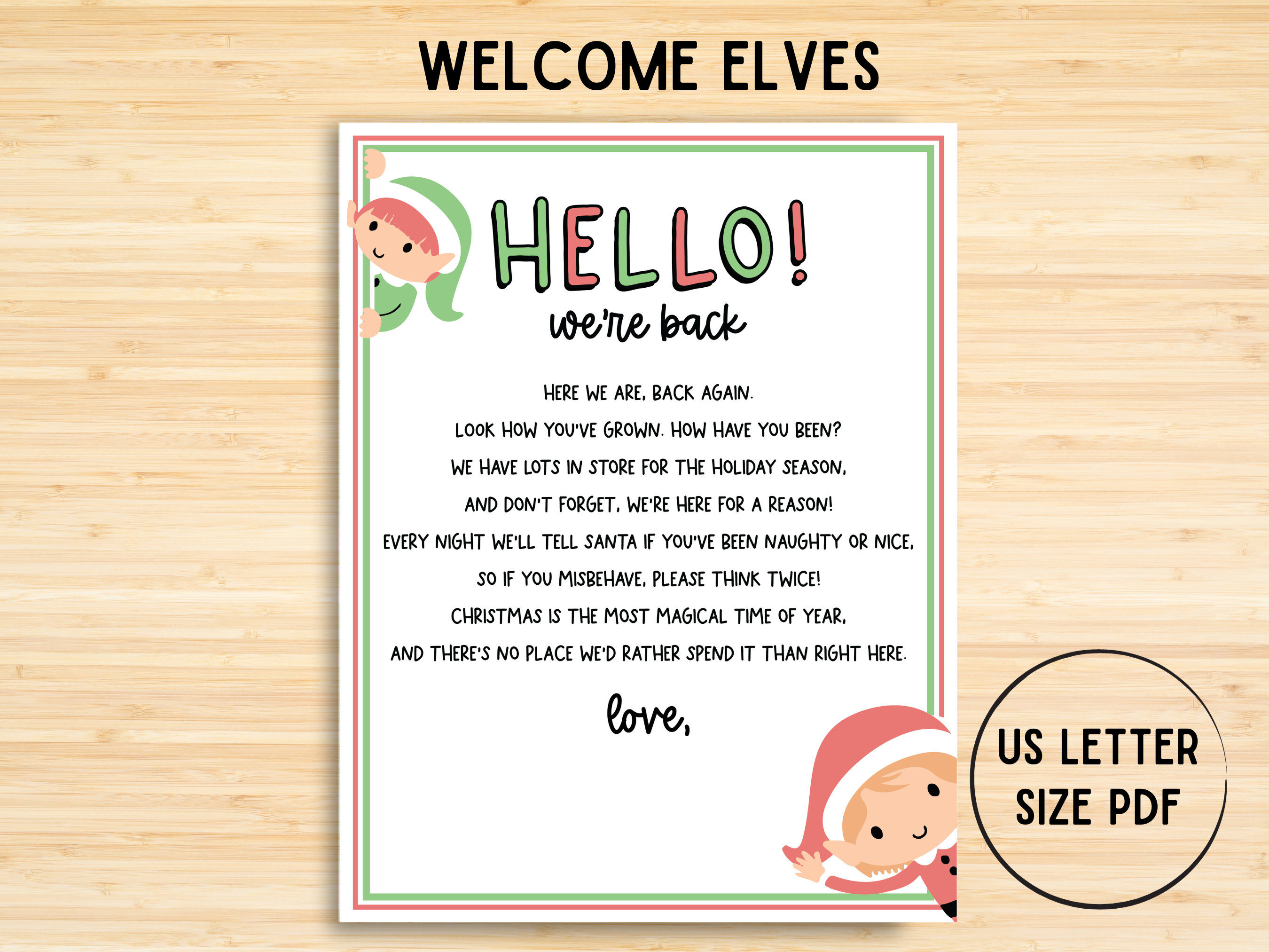 Elf We're Back, Elf Note, Welcome Arrival Letter for Two Elves, Hello ...