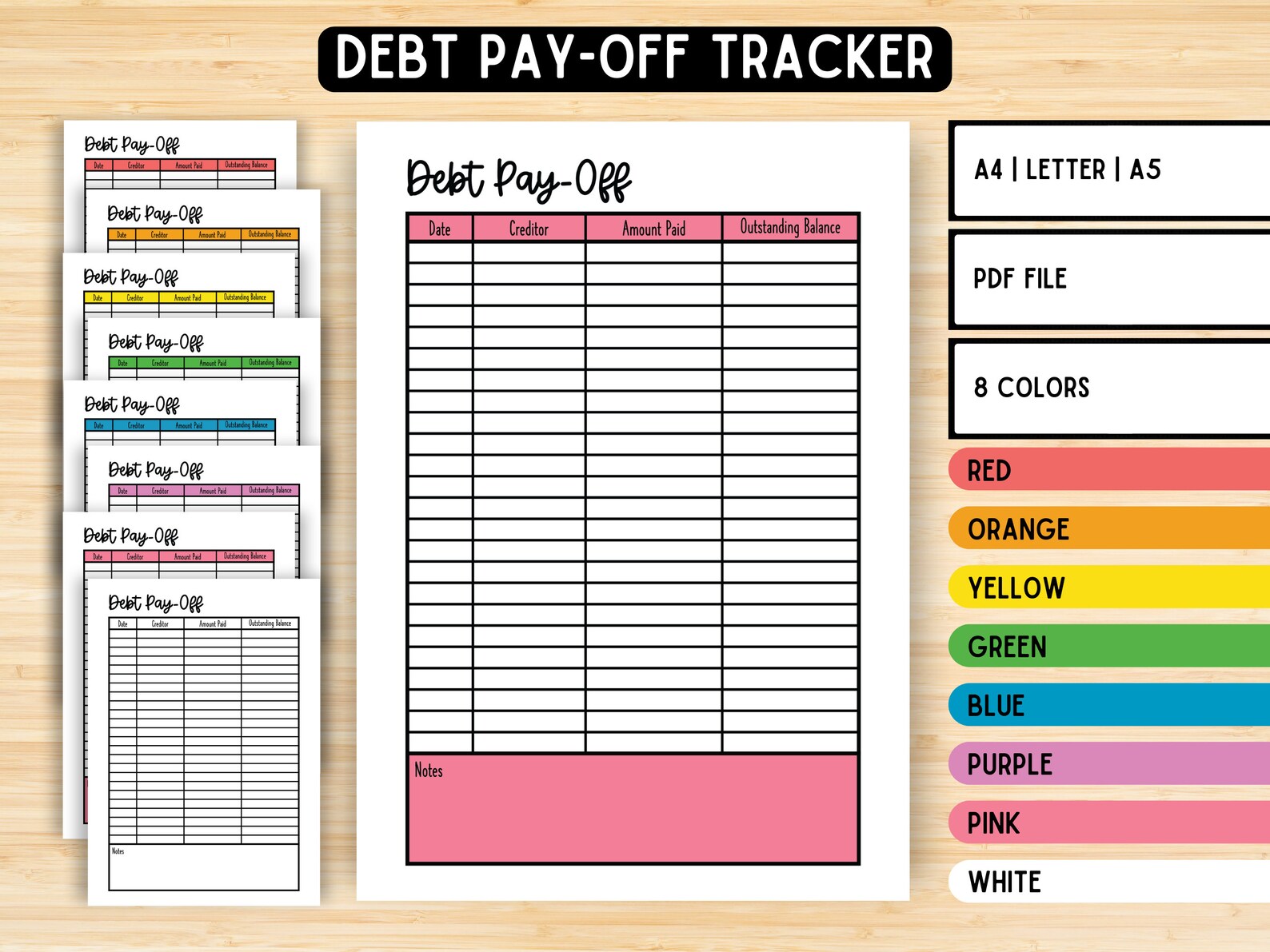 Debt Repayment, Printable Debt Tracker, Debt Payoff Tracker, Finance ...