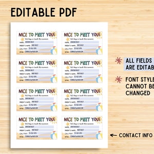 Printable Summer Contact Card, Editable, End of School Cards for Kids ...