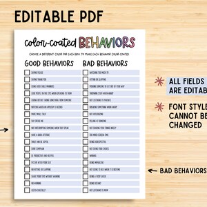 Kids 30-day Behavior Tracker, Color-coated, Good Bad Behaviors, Daily ...