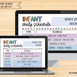 Daycare Daily Schedule for Infants, Kids Daily Schedule Template ...