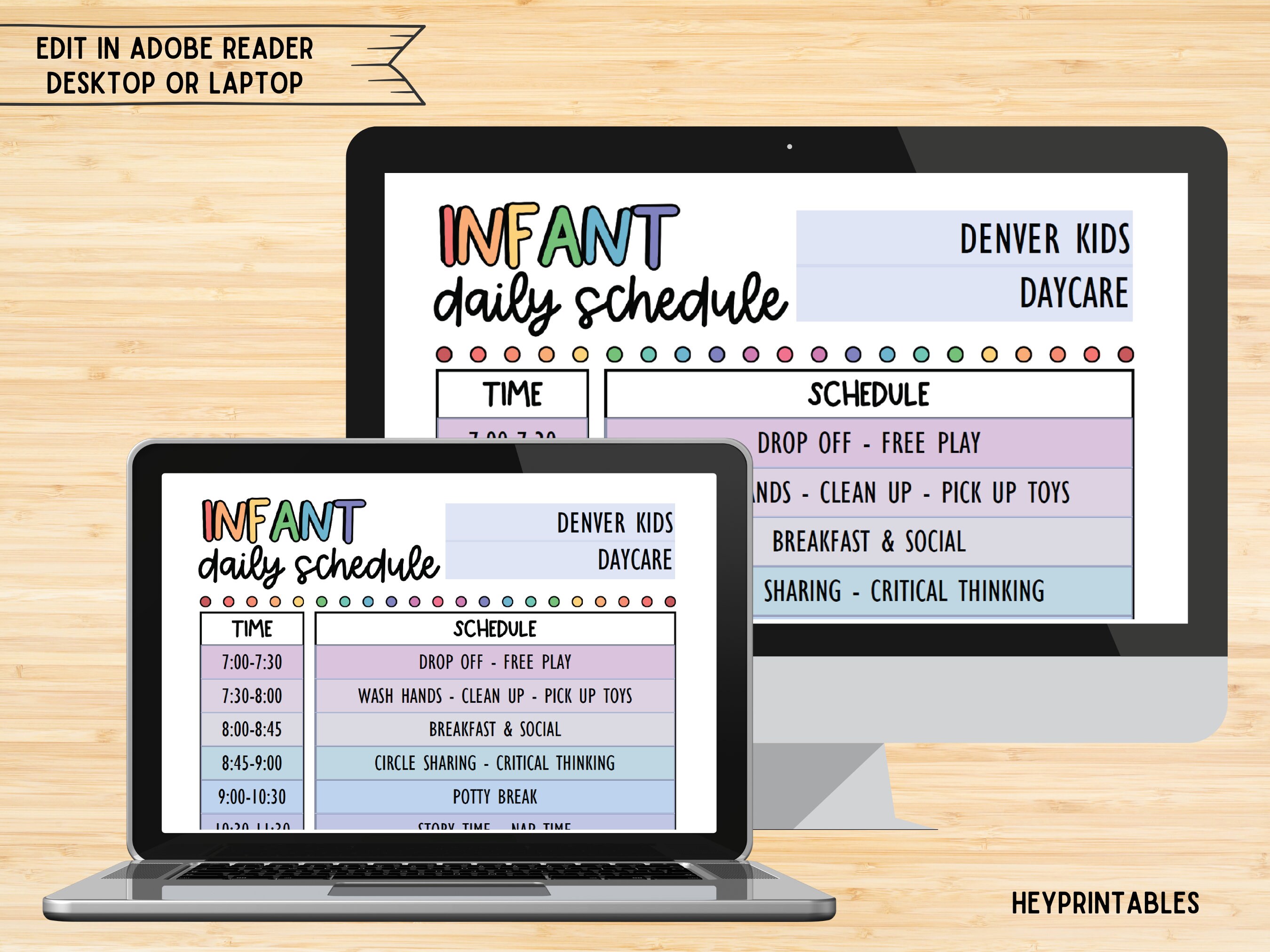 Daycare Daily Schedule for Infants, Kids Daily Schedule Template ...