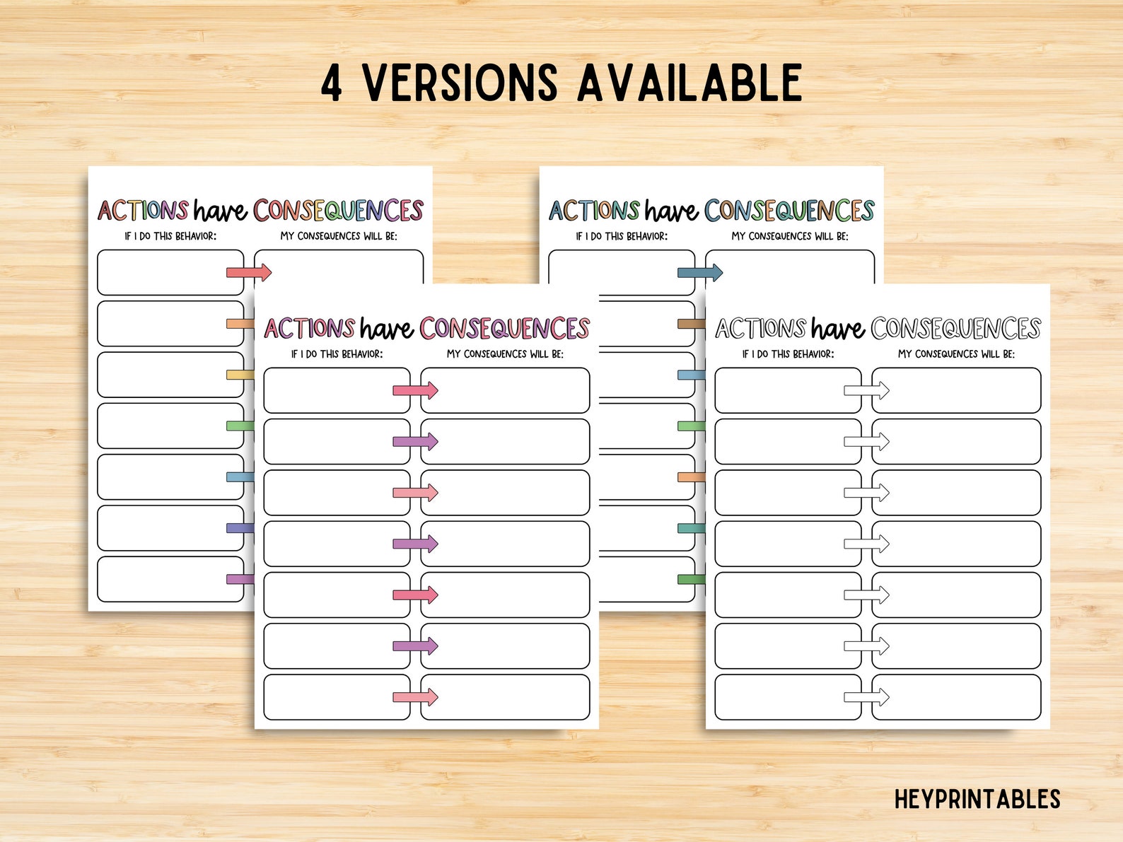Editable Behavior Consequence Chart PDF, Consequence for My Own Action, Consequence Autism ...
