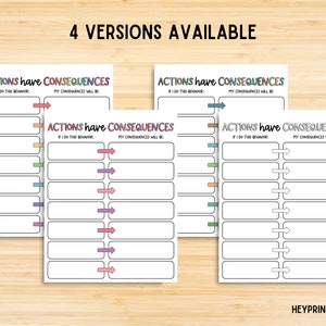 Editable Behavior Consequence Chart PDF, Consequence for My Own Action ...