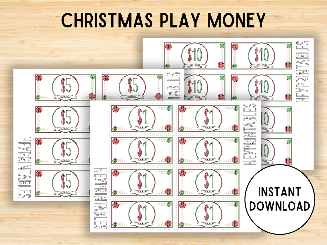 Printable Christmas Money, Ready to Print Christmas Play Money, North ...