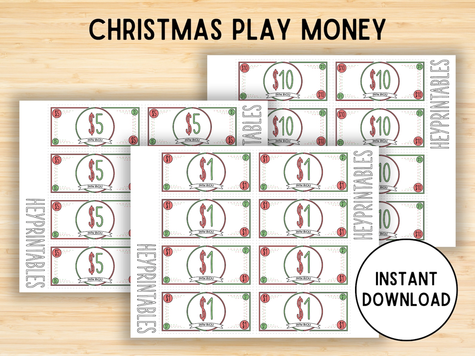 Printable Christmas Money, Ready to Print Christmas Play Money, North ...