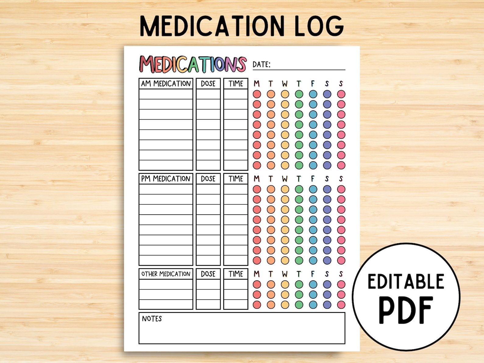 Editable Medication Schedule, Printable Easy Medicine Chart, Weekly ...
