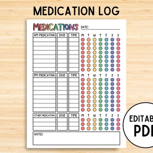 Editable Medication Schedule, Printable Easy Medicine Chart, Weekly ...