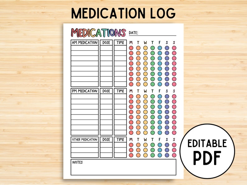 Editable Medication Schedule, Printable Easy Medicine Chart, Weekly ...