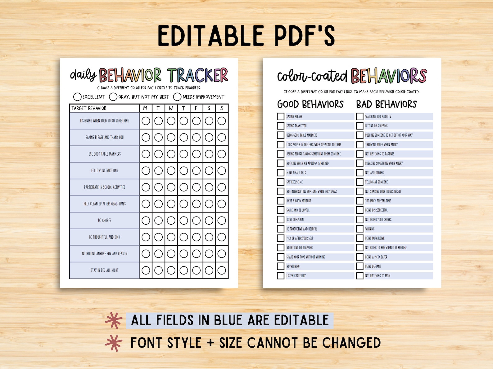 Kids Behavior Tracker Bundle Actions Consequence Chart - Etsy