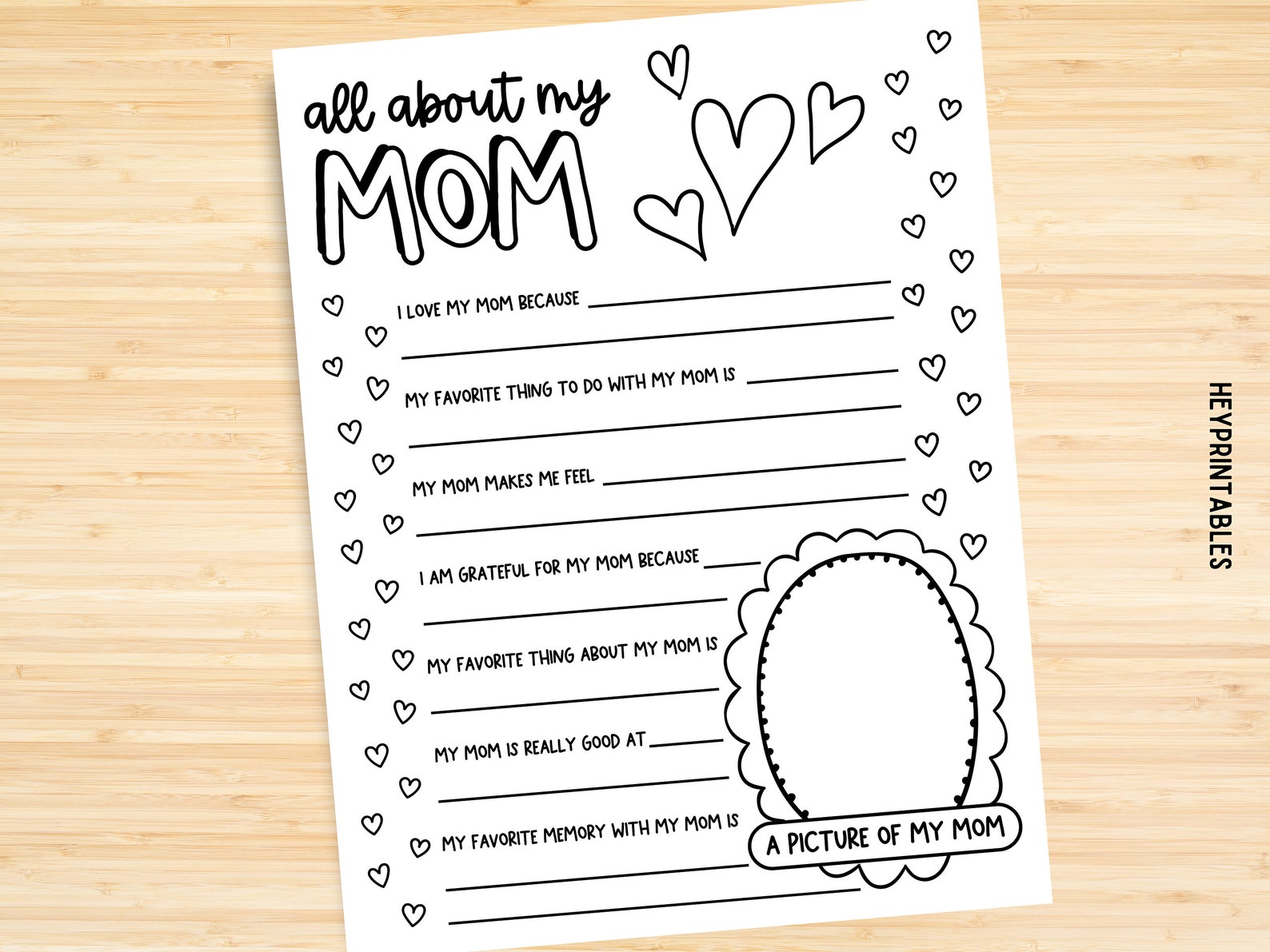 All About Mom, Mothers Day Gift, All About My Mom Printable, Mothers ...