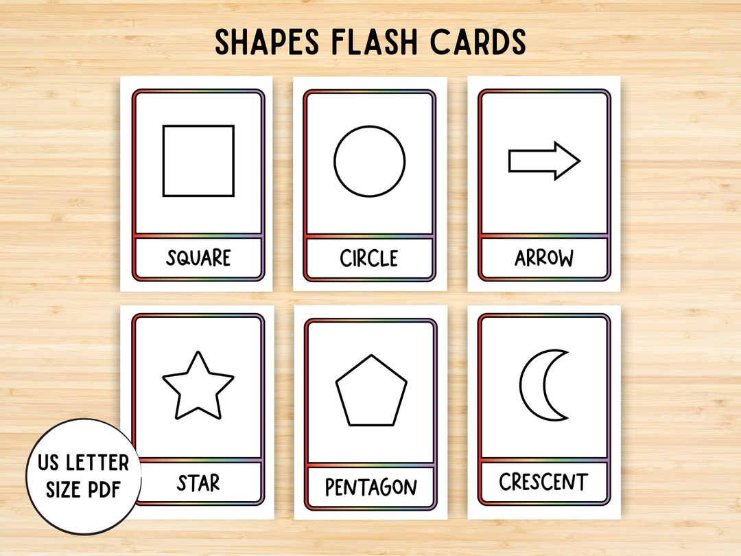 Minimalist Shapes Flashcards Printable, Modern Basic Shape Flash Cards ...
