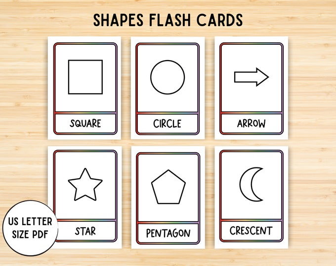 Minimalist Shapes Flashcards Printable | Modern Basic Shape Flash Cards ...