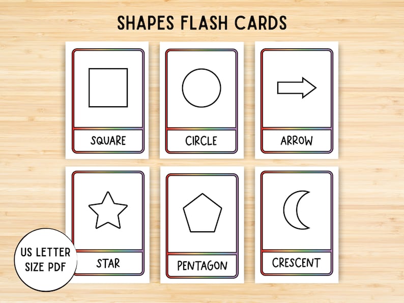 Minimalist Shapes Flashcards Printable, Modern Basic Shape Flash Cards ...