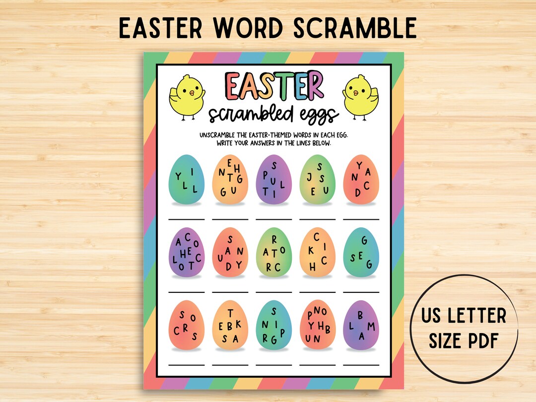 Printable Easter Word Scramble Game, Party Games, Office Games, Easter ...