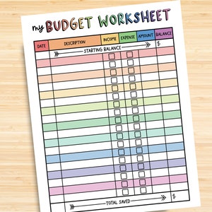 Kids Budgeting Worksheet, Savings Goal Worksheet, Kid Allowance Tracker ...