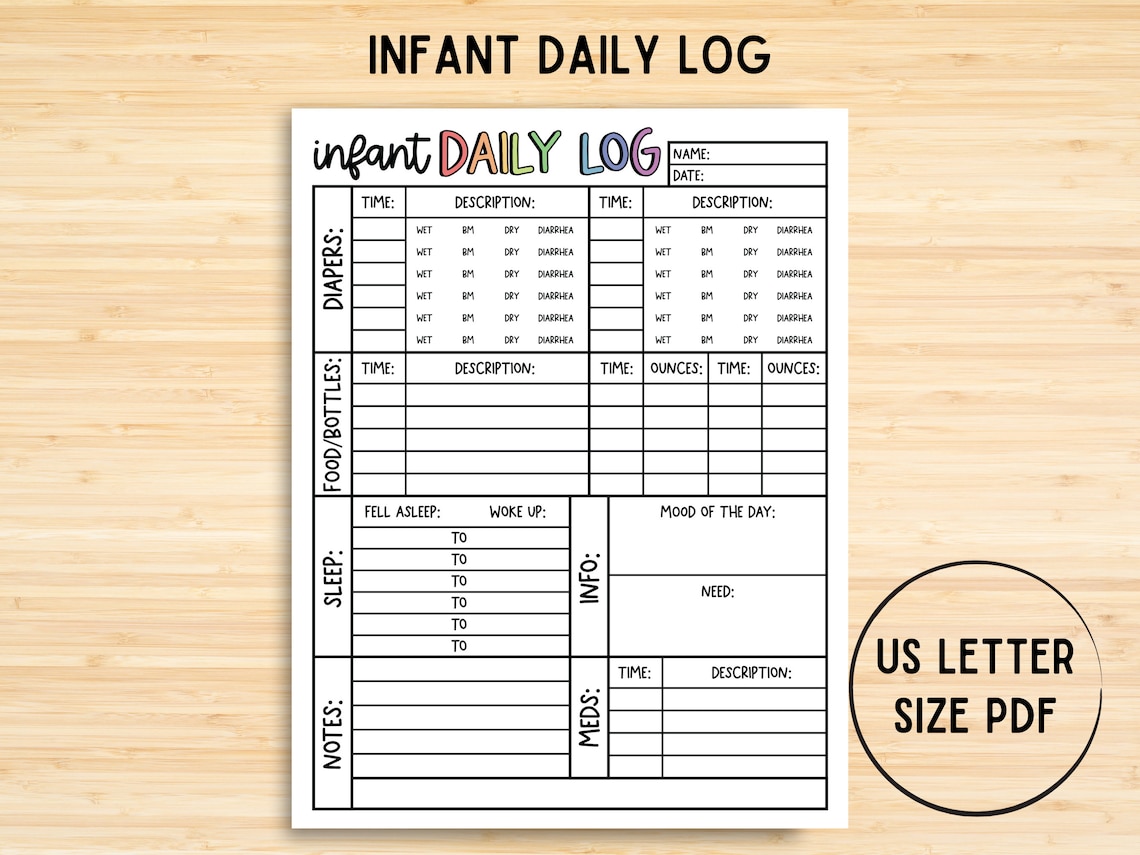Baby & Toddler Daily Log, Baby Activity Log, Daycare Business Forms ...