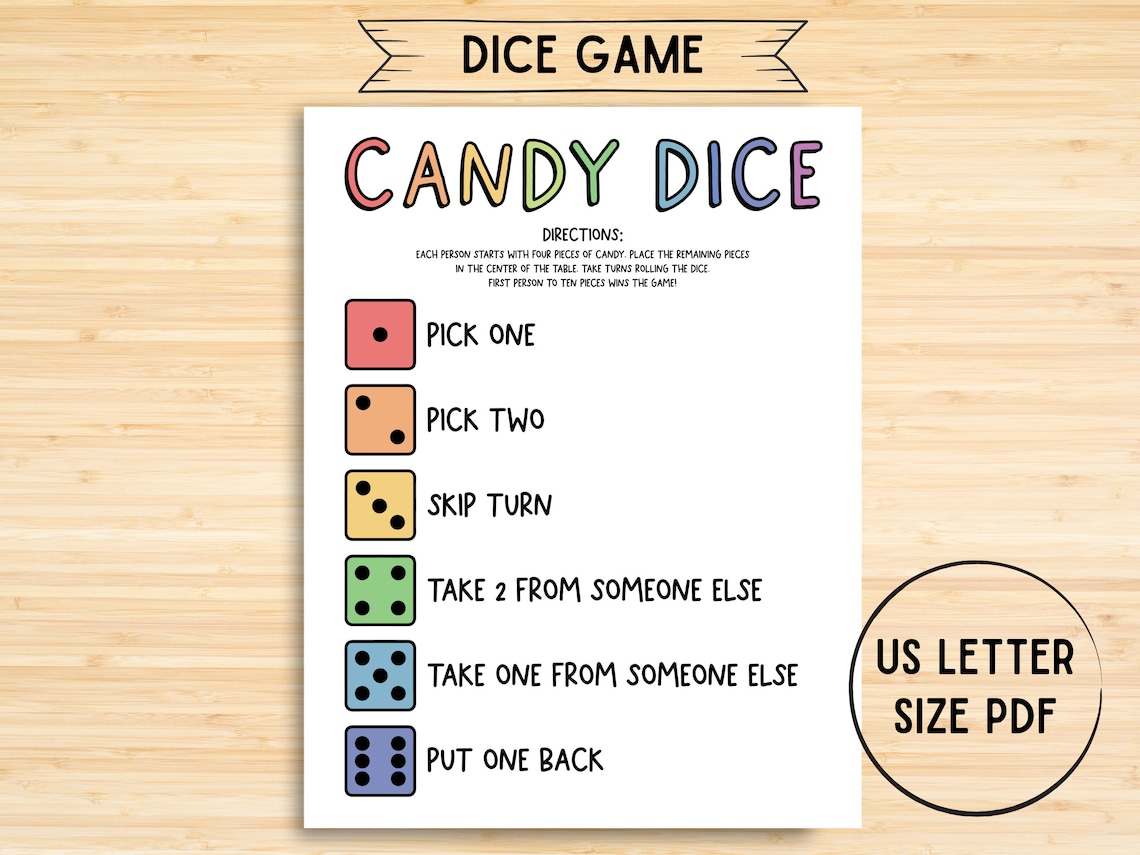 Candy Dice Game, Birthday Party Games for Kids, Kids Games, Fun ...