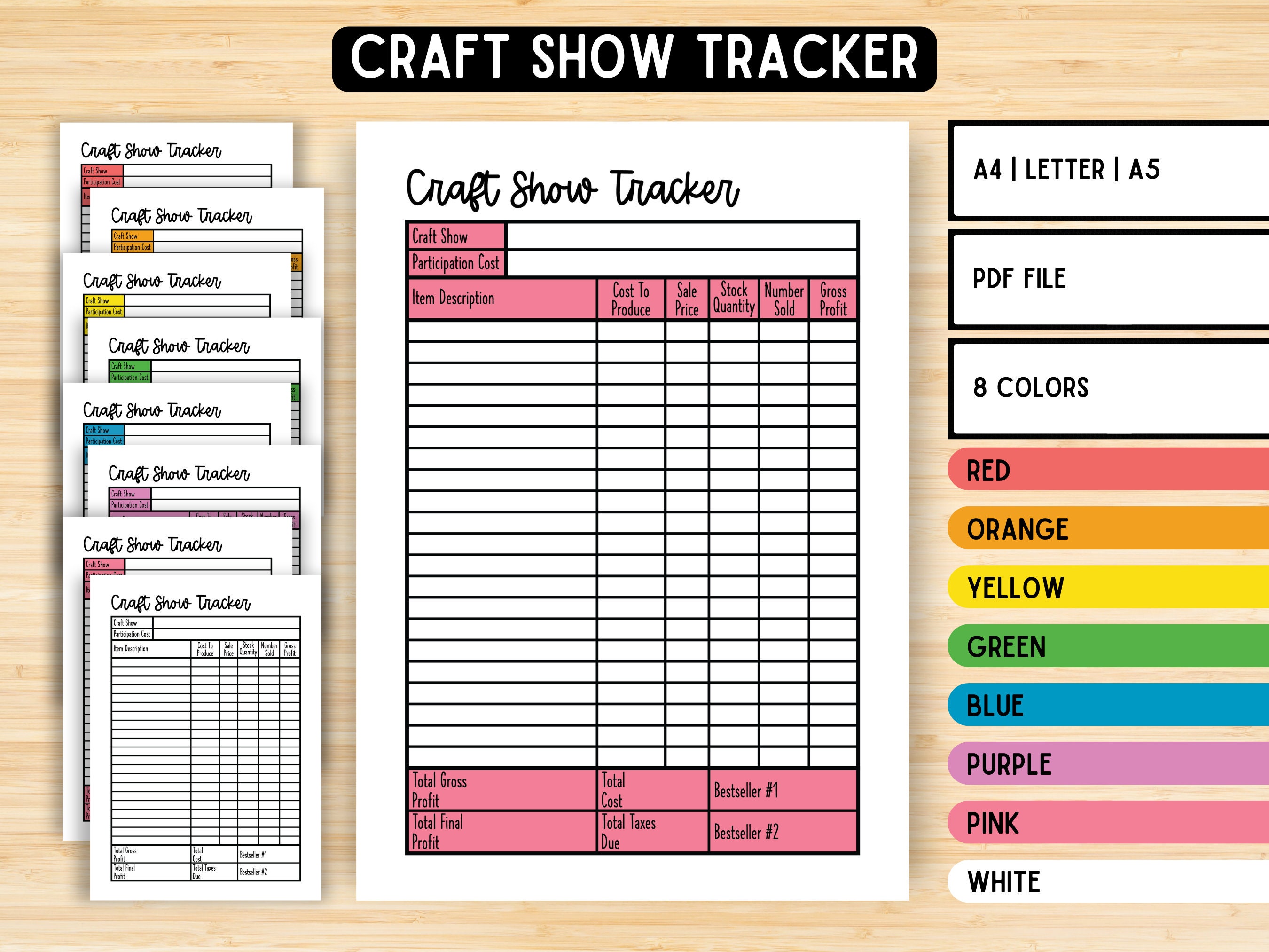 Craft Show Tracker Printable, Inventory Log, Craft Fair Planners, Business Forms Digital File ...