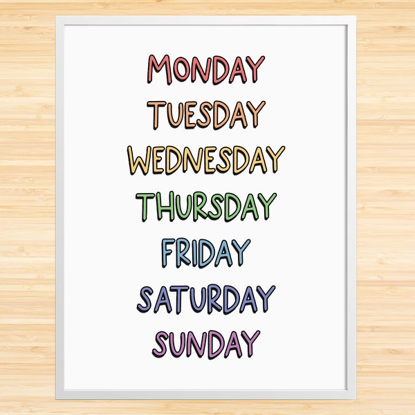 Days of the Week Printable - Etsy