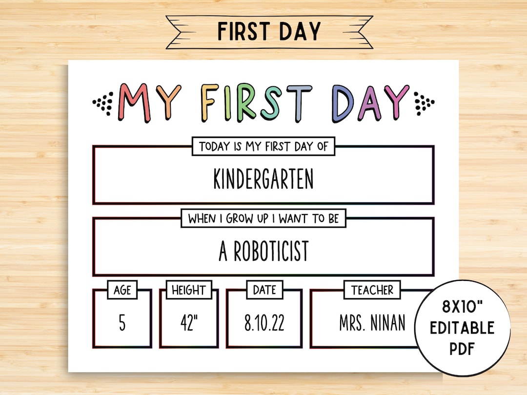 Editable First Day of School Sign Board, 1st Day Chalkboard, Back to ...