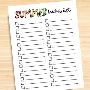 Summer Bucket List Printable, Editable Checklist for Kids Poster, Fun ...
