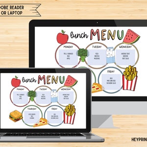 Editable Kids Lunch Planner, Meal Weekly Planner, Lunch Menu for ...