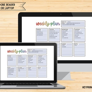 Weekly Planner, Simple Planner, Editable PDF, Fillable, 11 X 8.5 Inches ...