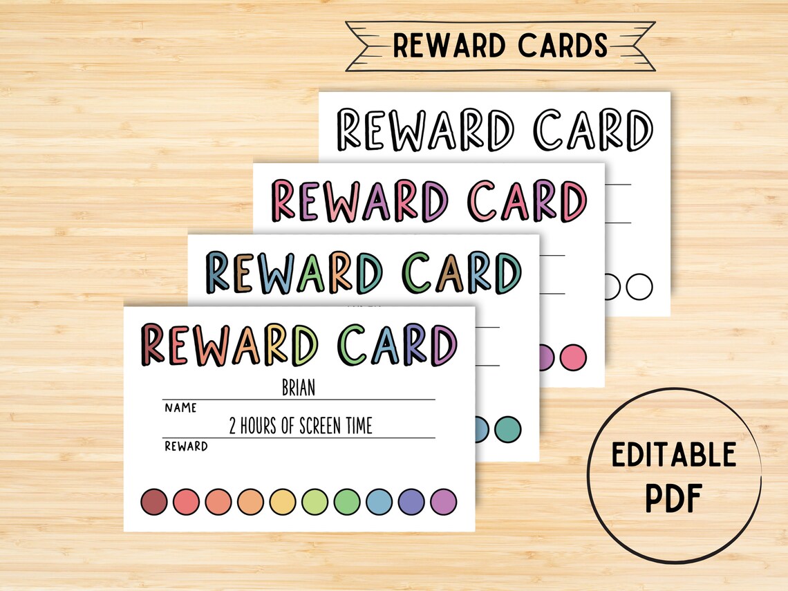 Punch Cards, Kids Loyalty Reward Card for Parents or Teachers, Chore ...
