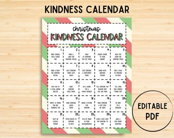 Printable Christmas Acts of Kindness Advent Calendar Card | Kids ...