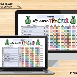 Editable Allowance Tracker Kids, Earn Money Chart, Daily Weekly ...