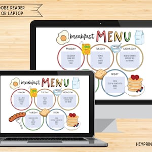 Editable Kids Breakfast Planner, Meal Weekly Planner, Breakfast Menu ...