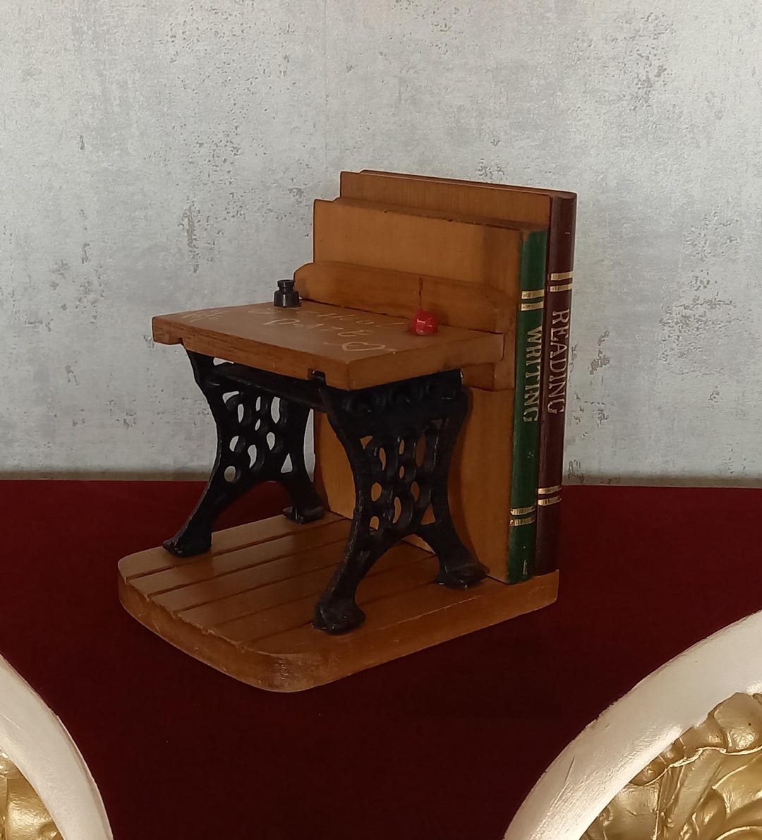 1960s Bookend Old School Desk "school Daze", Wood and Metal - Etsy