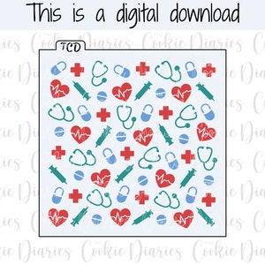 DIGITAL - Nurse/doctor/medical 3 Part Cookie Stencil File - Etsy