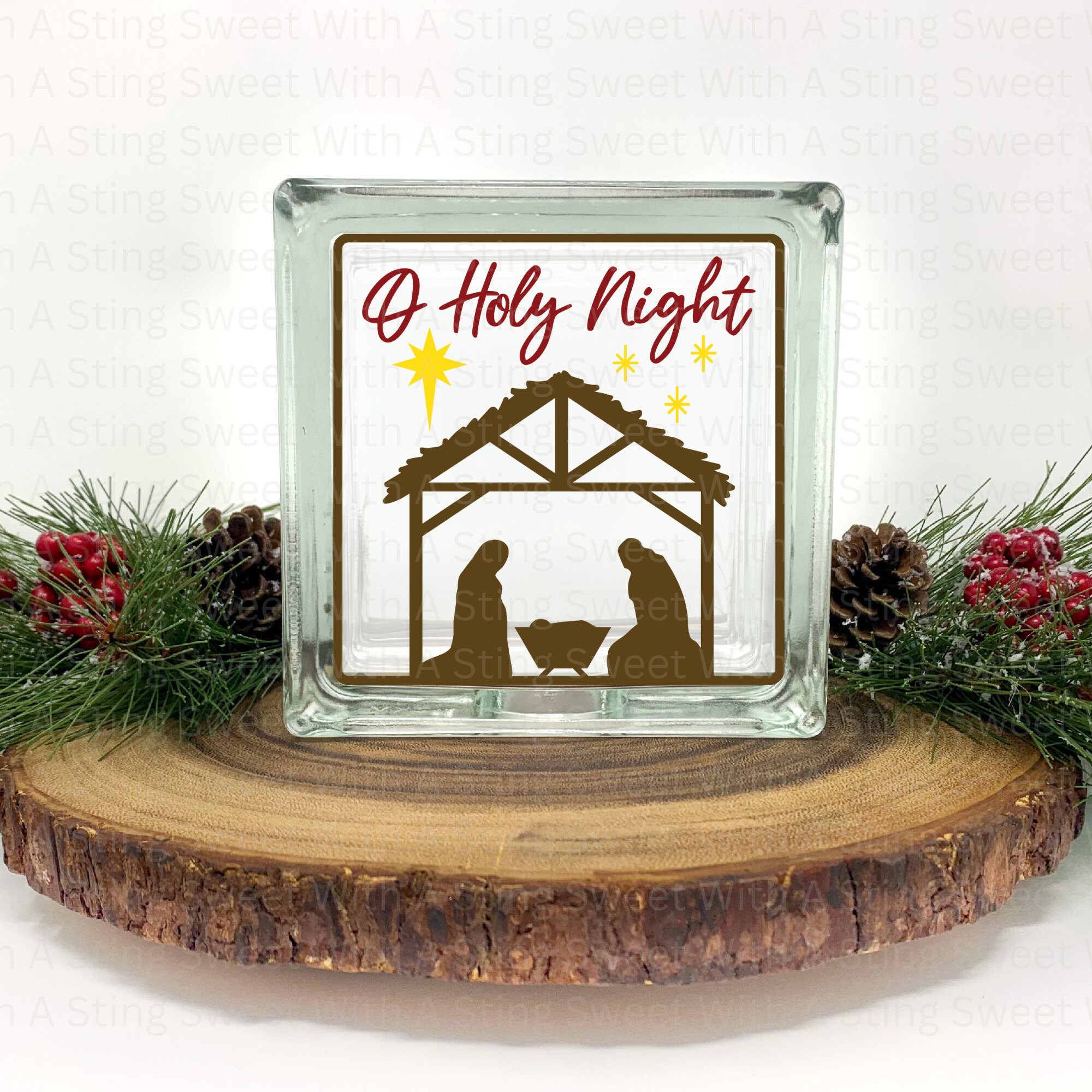 Nativity Glass Block SVG | Glass Block Christmas Design | Nativity ...