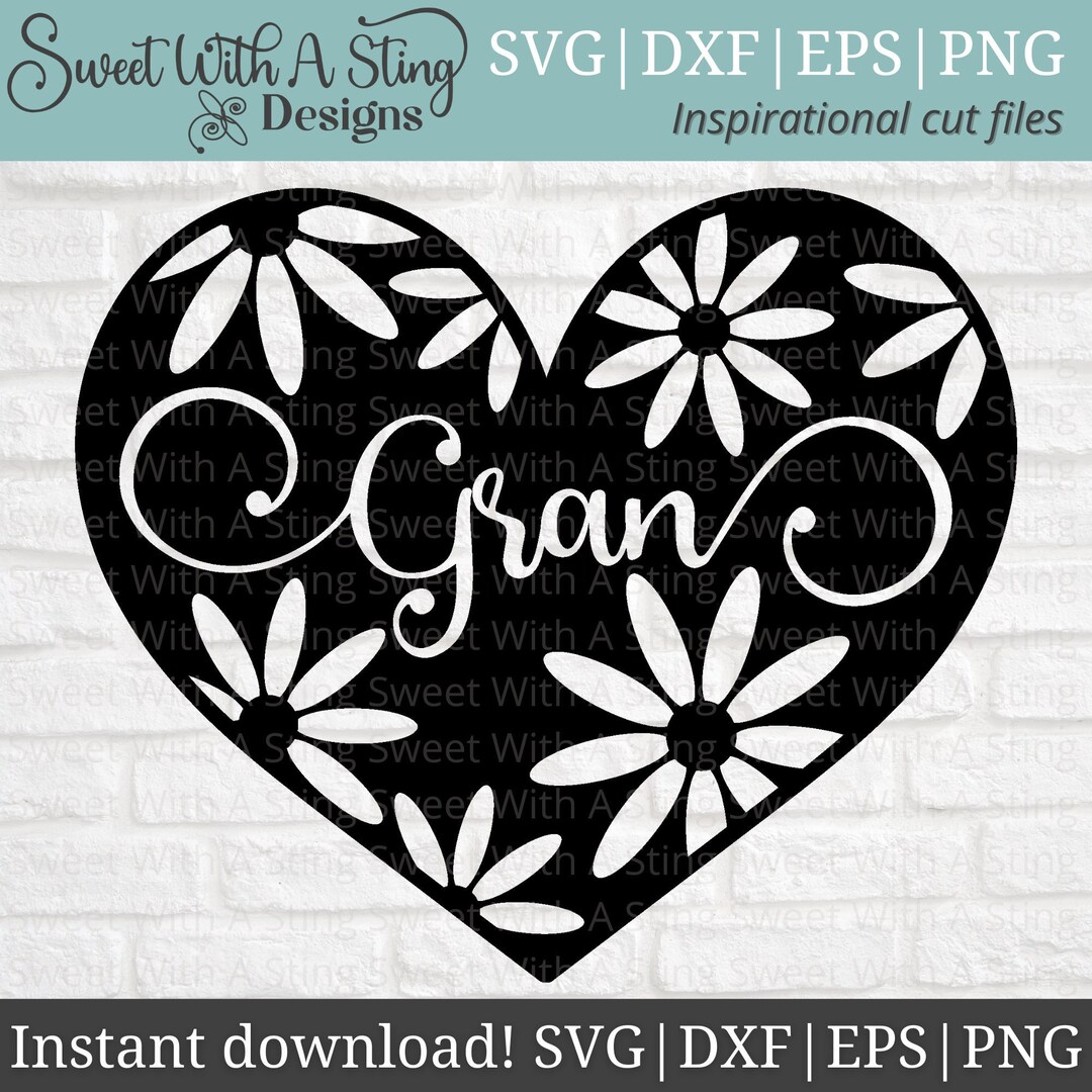 Gran Heart Mandala SVG | Floral Gran Shirt | Gran Gifts | Gran SVG PNG ...