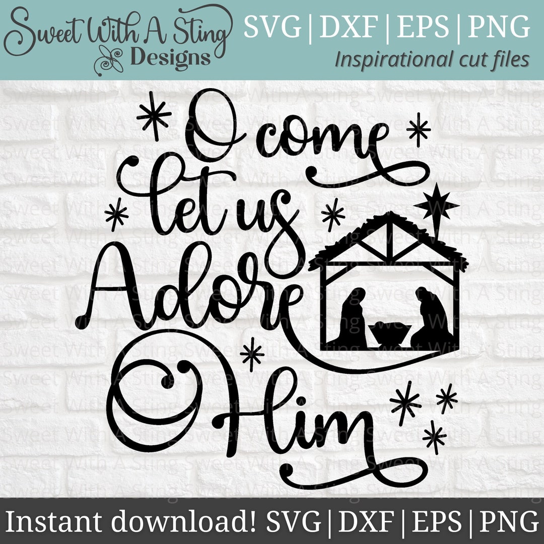 O Come Let Us Adore Him SVG | Glass Block Christmas SVG | Religious ...