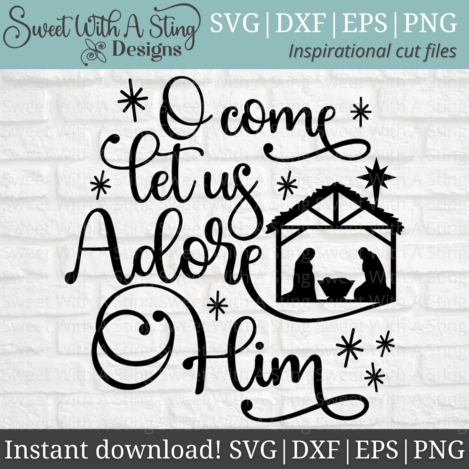 O Come Let Us Adore Him SVG | Glass Block Christmas SVG | Religious ...