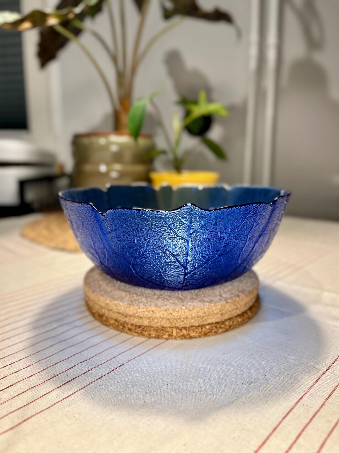 Rare Leaf Motif Bowl Luminarc France - Sapphire - Colored Glass ...