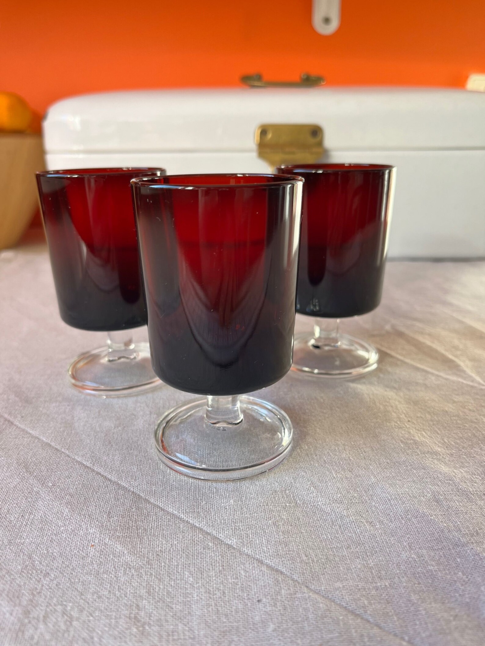 Set of 3 Cavalier Ruby Red Liqueur Aperitif Glasses - Luminarc Made in ...
