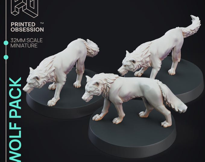 Wolf Pack 3D Printed Tabletop RPG Minis UNPAINTED - Etsy
